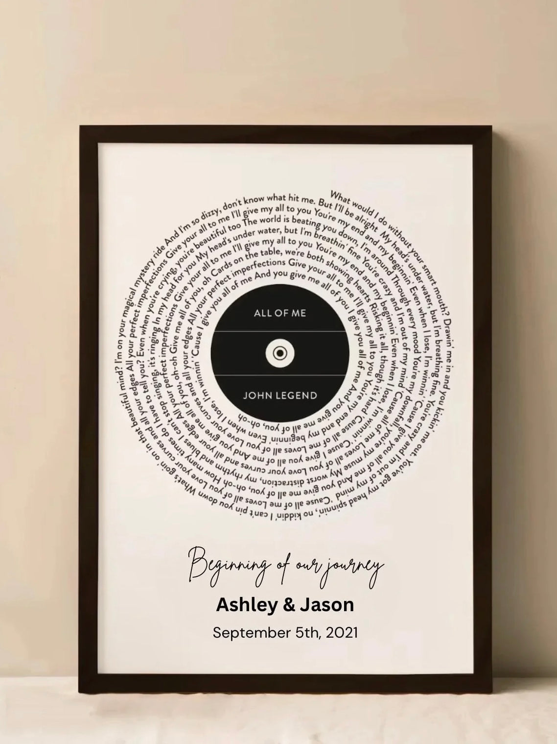 Music Memory Wall Art | Custom Song Lyrics, Soundwaves & Record Prints ...